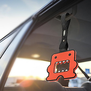 Q1-TECH, JDM Tsurikawa Ring Japanese Subway Train Bus Car Handle Cute Anime Cartoon Handle Hand Strap Rear Front Bumper Warning Rings Drift Charm Drift Car Accessory (Domo-ORCF)