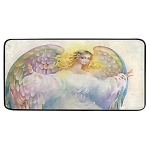 ZHIMI Kitchen Rug Anti Fatigue Kitchen Floor Mat Beautiful Angel with Wings Long Carpet Non-Slip Laundry Standing Runner Rug Rectangle Entryway Mat 39 x 20 Inch