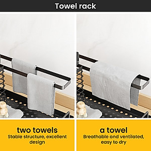 ODesign Large Kitchen Sink Caddy Organizer Sponge Soap Brush Holder with Drain Pan Tray Stainless Steel - Black