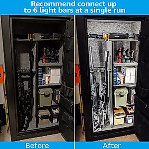 TORCHSTAR LED Safe Lighting Kit, (6) 12 Inch Linkable Light Bars + Rocker Switch + UL Power Adapter, 900LM, Input 100-240V, for Under Cabinet Gun Safe Locker Closet Showcase, 5000K Daylight
