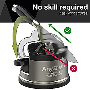 AnySharp Pro - World's Best Knife Sharpener - For All Knives and Serrated Blades - Brushed Metal