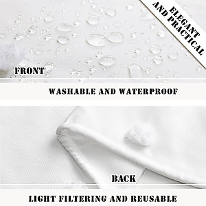 Visioun Boho White Curtain Topper Tassels Valance Window Cafe Treatment Tufted Pleat Floral Puffs Textured Simple Rod Pocket Kitchen Window Drapes for Bathroom Bedroom Living Room 1 Panel (52x18 Inch)