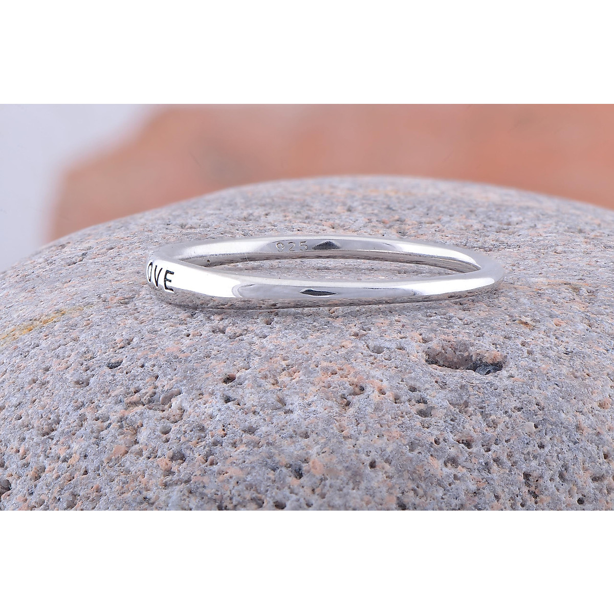 SILVERCLOSEOUT Rhodium Plated Sterling Silver Thin Stackable Womens Love Ring Thin Stacking Rings- Size 11