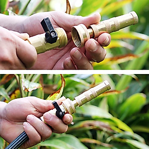 YELUN Brass Hose Nozzles, Heavy-Duty Brass Adjustable Twist Hose Nozzle, 2 Pack
