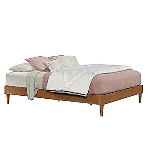 Sauder Cannery Bridge Round Leg Queen Platform Bed, Sindoori Mango Finish