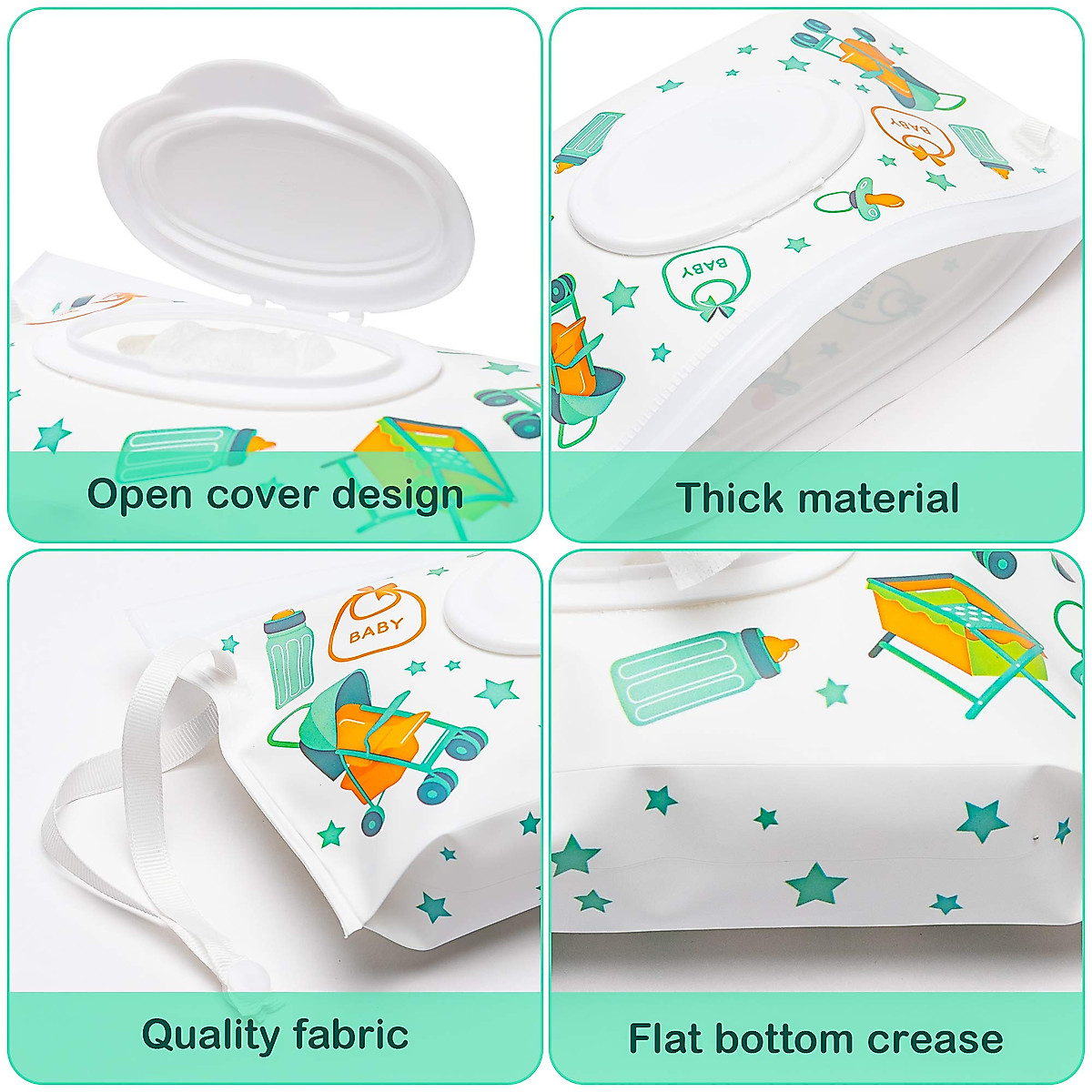 R HORSE 8Pcs Portable Baby Wipes Dispenser Refillable Wipe Holder Infant Wipes Containers Set Travel Wet Wipes Pouch Diaper Wipe Bags Keepsake Gift for Baby Shower Thanksgiving Day Christmas