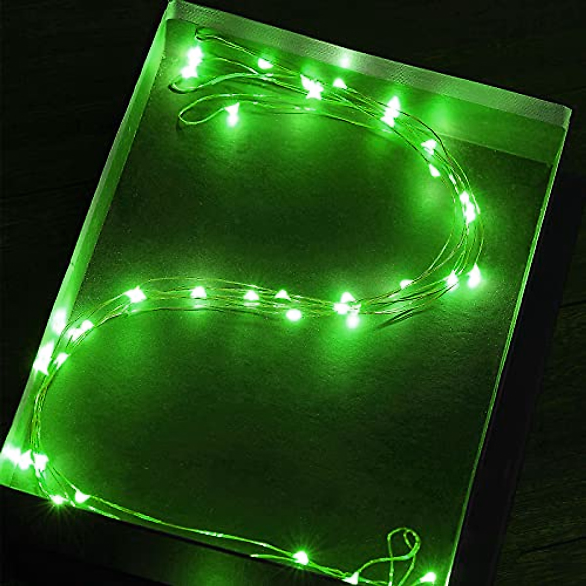 Mikasol Fairy Lights Battery Operated, 1 Pack Mini 3*AAA Battery Powered Copper Wire Led Starry String Lights Firefly Lights for Bedroom, Christmas, Parties, Decoration (5m/16ft Green)