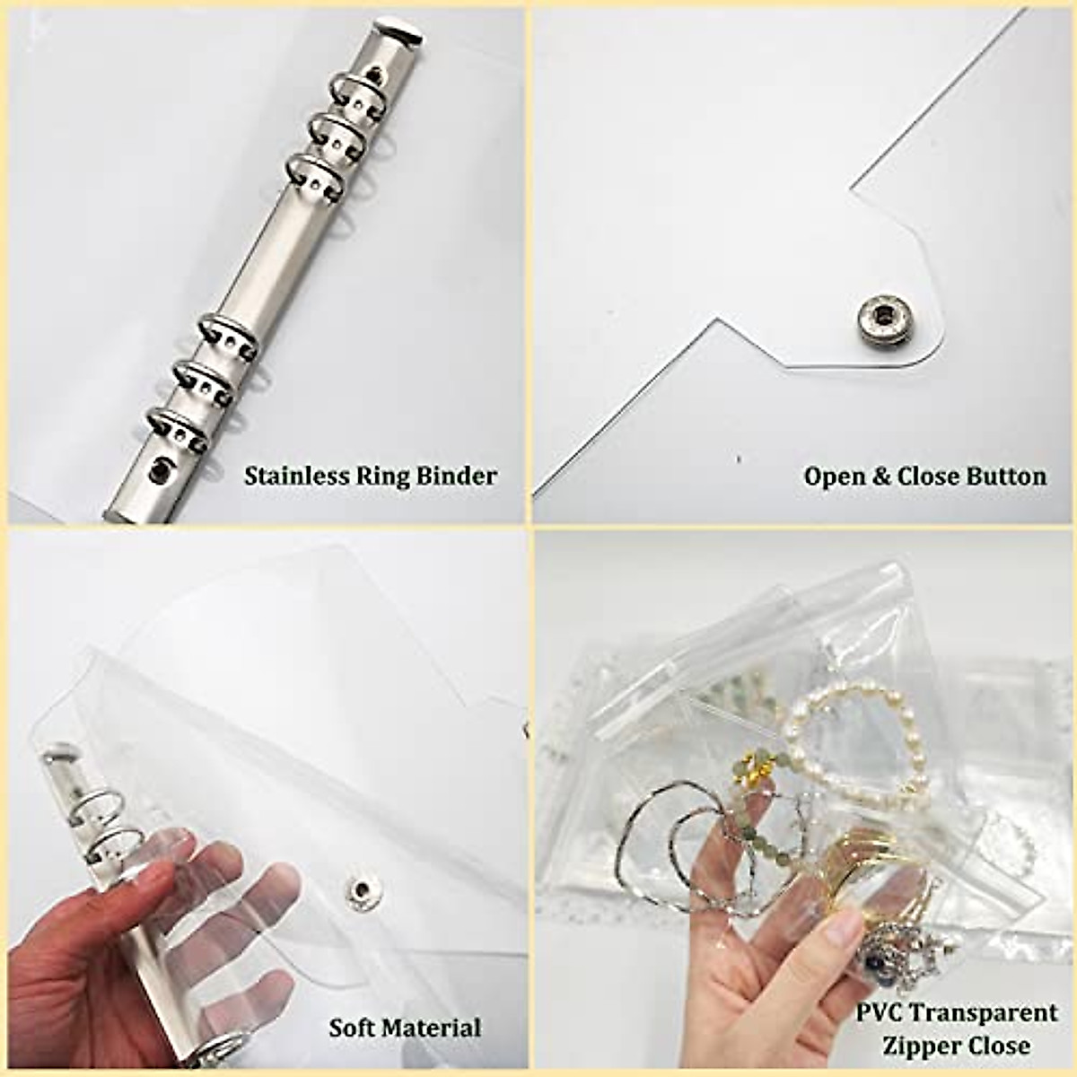 2Pcs Organizer Jewelry Storage Book Cases Container Portable Travel Storage Album for Ring, Earring, Necklace, Bracelets, Studs, Beads (2 A5 Cases, 100 Grids, 100 Thicken PVC Zipper Bags)