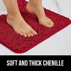 Gorilla Grip Bath Rug and Area Rug Set, Bath Rug Size 30 x 20 in, Shaggy Machine Washable Mats, Area Rug Set Size 22 x 19 x 15 in and 30x20, Absorbent Washable Mats, Both in Red, 2 Item Bundle