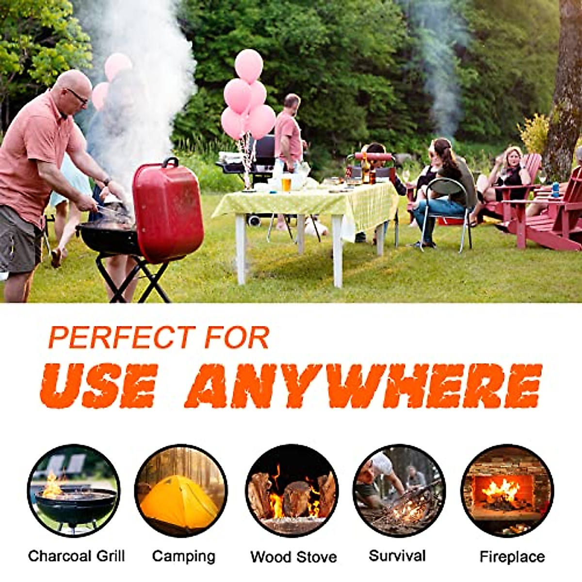 Quantfire Fire Starter-Pack of 144 Charcoal Fire Starters for Campfires, Chimney, Grill Pit, Fireplace, BBQ & Smoker