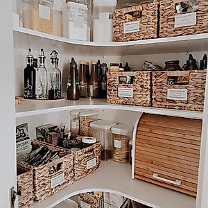 Homefully Co Bamboo Bread Box for Kitchen Countertop, Double Layer Extra Large Bread Box, Roll Top Bread Box White for Kitchen Storage and Decor Farmhouse and Modern 2 Layer Wooden Bread Bin