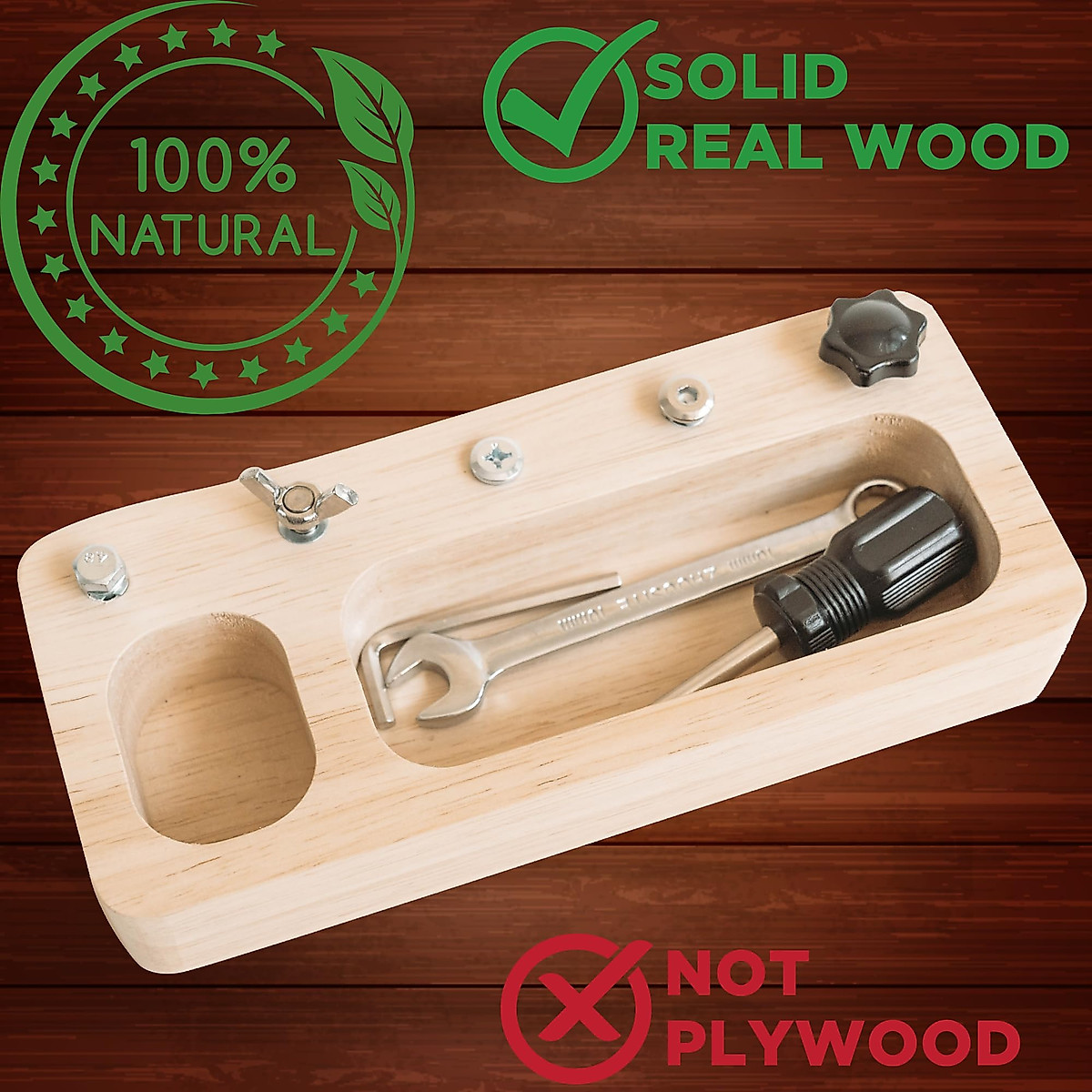 Montessori Screwdriver Board Set - Wooden Toy Screws - Nuts with Kid Screwdriver Set - Little Hands Busy Box - Montessori Screwdriver Board - Nuts and Bolts Preschool Materials