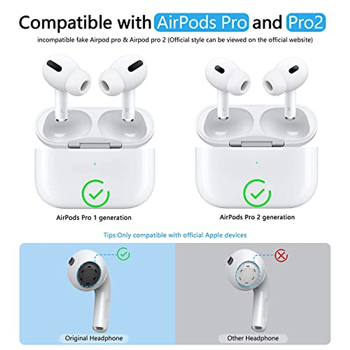 3-Pair Replacement Ear Tips for AirPods Pro & 2nd Generation with Noise Reduction Holewith and Cleaner kit,Cleaning Pen Airpods 1 2 3 pro/pro 2nd,Built-in dust Guard Screen,3 Sizes (S/M/L)-White