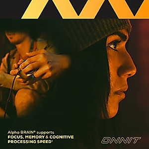 ONNIT Alpha Brain Premium Nootropic Brain Supplement, 90 Count, for Men & Women - Caffeine-Free Focus Capsules for Concentration, Brain & Memory Support - Brain Booster Cat's Claw, Bacopa, Oat Straw