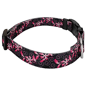 Country Brook Petz - Deluxe Dog Collar - for Durability, Comfort & Style - Vibrant Floral Collection with Charming Design - Pink Honeysuckle Breeze, Large