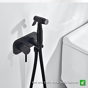 Senhozi Matte Black Bidet Sprayer for Toilet, Warm Water Handheld Bidet Sprayer with Hot and Cold Mixing Valve, Bidet Attachment for Toilet, SE-0002-2-BK