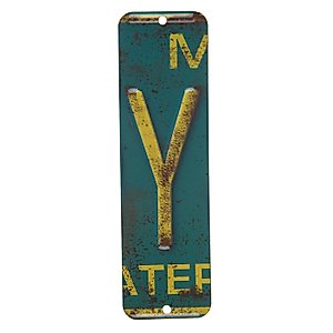 Antique Retro License Plate Indiviidual Alphabet Monogram Wall Letters Use with Wall Mounted Mailboxes, Mancave, Garage Spell Name or Initials Unique Nursery to Teenagers Room (Y)