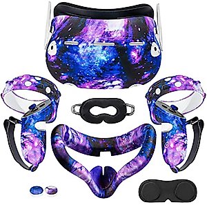 Silicone Cover Accessories Compatible with Oculus Quest 2丨Headset Silicone Face Cover丨Shell Cover丨Touch Controller Grip Cover丨Protective Lens Cover丨Disposable Eye Cover (Starry Purple)