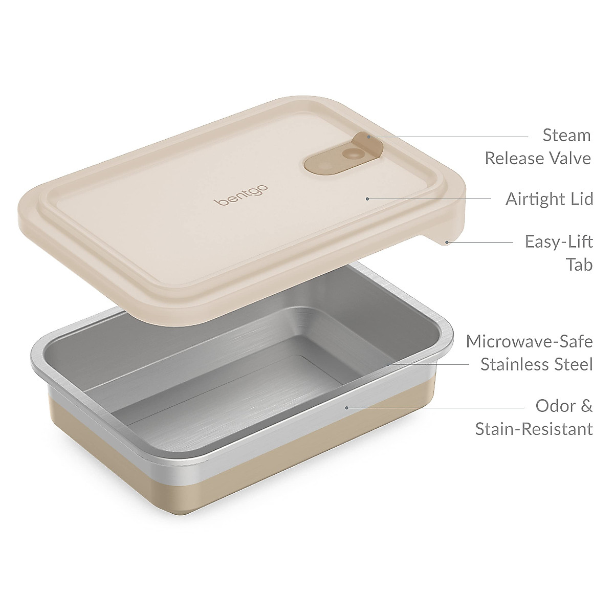 Bentgo® MicroSteel™ Heat & Eat Container - Microwave-Safe, Sustainable & Reusable Stainless Steel Food Storage Container with Airtight Lid for Eco-Friendly Meal Prepping (Dinner Size - 5.5 Cups)
