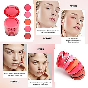 UCANBE 5 Colors Face Blusher Palette Waterproof Matte Long Lasting Lightweight Blush Powder Pink Coral Blushing Pallet with Brush Mirror Women Makeup Gift Set Kit