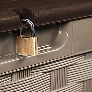 Starplast 56811 Plastic Weave Sit-On Storage Box - 88 Gallon - Mocha/Brown - Ideal for Deck, Patio, and Backyard