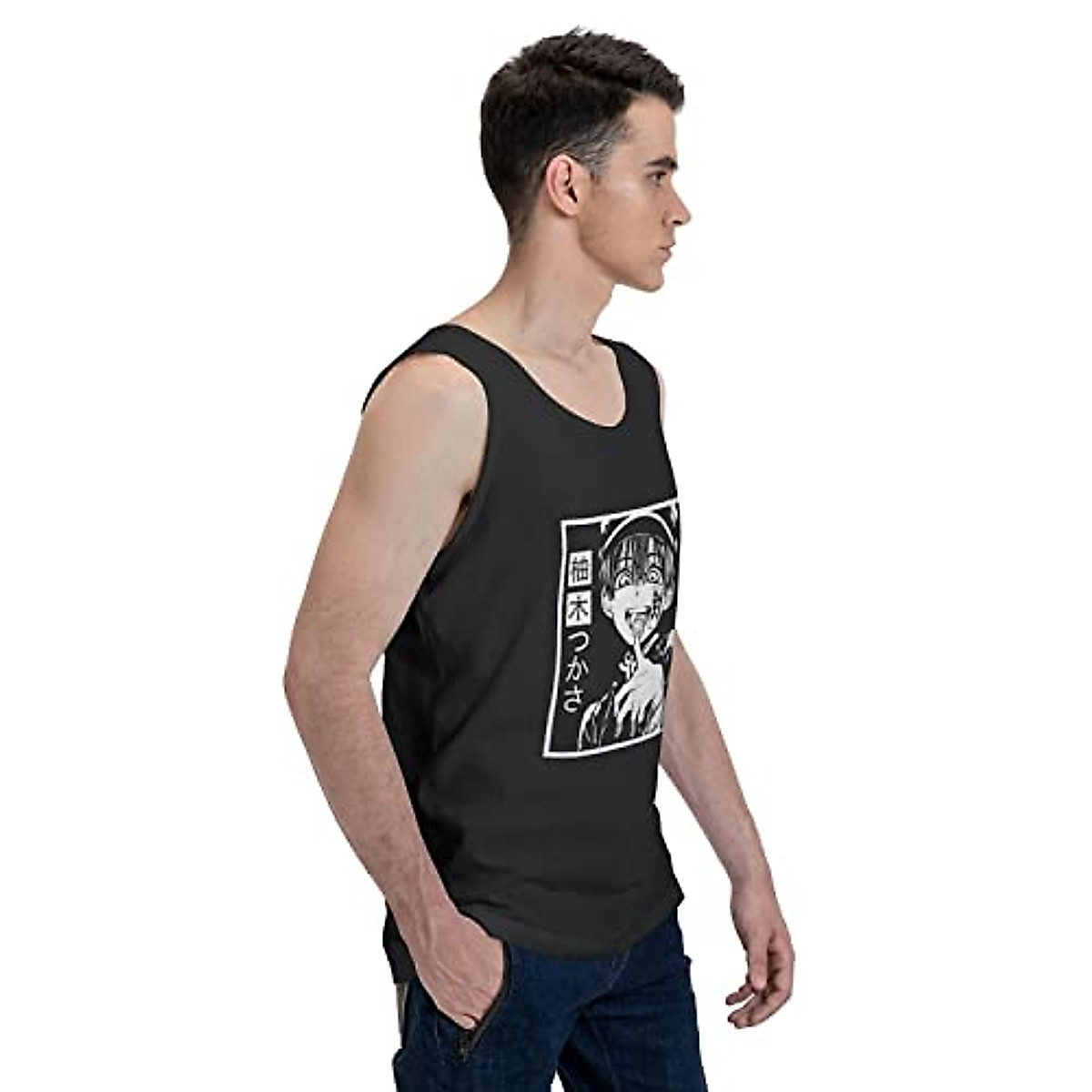 Toilet-Bound Anime Hanako-Kun Men's Tank Tops Tshirt Cool Custom Sleeveless Shirts Black 3X-Large