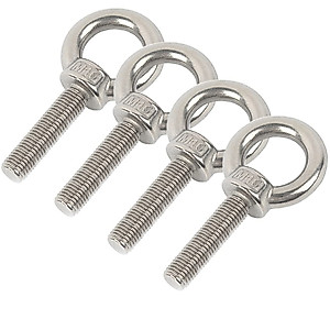 AIVOOF Stainless Steel Eye Bolts, 4 Pack M10 Shoulder Eye Bolt 1.2" Heavy Duty EyeBolts Screws in Eye Hooks with Washer and Nuts for Lifting Ring Eyebolt Thread Length 30mm