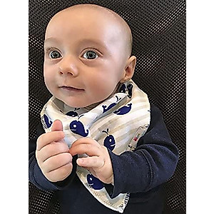 Jolly Jon Nautical Baby Bandana Drool Bibs - 4 Pack Baby Bib Gift Set - Nautical Drooling and Teething Babies – Thick Soft Absorbent Sea Bibs - Cotton Bibs for Boys and Girls