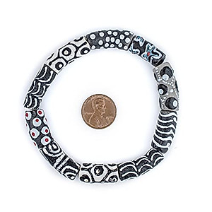 TheBeadChest African Bead Stretch Bracelet, Made in Ghana by Krobo Artisans, Unisex, African Trade Bead Style, Black