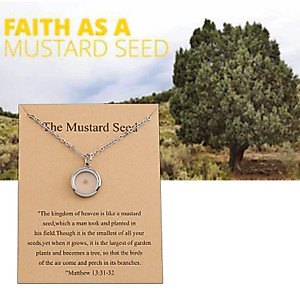 WSNANG Mustard Seed of Faith Cards Mustard Seed Necklace Religious Inspirational Mustard Seed Jewelry for Women (The kingdom card)
