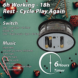 Ponsonbay Christmas Musical Snow Globe Lantern Lighted Snow Globe Lantern with 6H Timer USB Powered & Battery Operated Spinning Water & Swirling Glitter 8 Songs (L-Christmas Tree-Black)