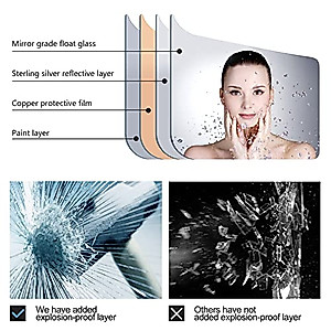 QiMH Vertical 47x22 Inch Wall Mounted LED Lighted Vanity Mirror with Aluminum Frame Backlit, 3 Colors Dimmable Light, Bedroom and Bathroom Hanging Rectangle Whole Body Mirror