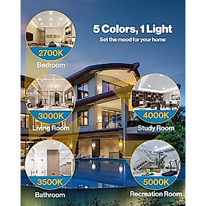 Sunco 4 Pack LED Can Lights Eyeball Retrofit Gimbal 5/6 Inch Recessed Lights 12W=60W, 5 Colors 2700K/3000K/3500K/4000K/5000K, 800 LM, Directional Angled Trim Adjustable Ceiling Downlight UL