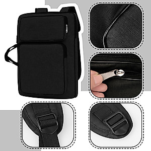 PENINSULA LOVE 8K Art Portfolio Carry Bag Waterproof Artist Portfolio Case Portable Artist Tote Bag Adjustable Art Supplies Storage Bag Canvas Carrying Case with Tote for Men Women (black)
