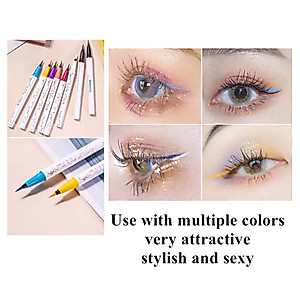 ICATHUNY Liquid Eyeliner Durable Long-lasting Colored Eyeliner,Highly Pigmented, No Smudging,Waterproof High-pigmented Colorful Eyeliners for Eye Makeup for Women and Girl (White)