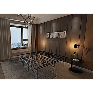 45MinST 16 Inch Platform Bed Frame/2 Brackets Included/Mattress Foundation/3000LBS Heavy Duty/Extremely Easy Assembly/Box Spring Replacement/Quiet Noise-Free, Queen/Cal King(Queen)