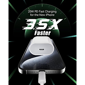 USB C Charger for iPhone 15, [MFi Certified] 20W PD Wall Charger Block with 6.6FT Long USB C to C Fast Charging Cord for iPhone 15/15 Pro Max/15 Pro/15 Plus, iPad Pro/Air/Mini, iPad 10th Generation