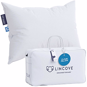 Lincove Cloud Natural Canadian White Down Luxury Sleeping Pillow - 625 Fill Power, 500 Thread Count Cotton Shell, Made in Canada, Standard - Soft, 1 Pack
