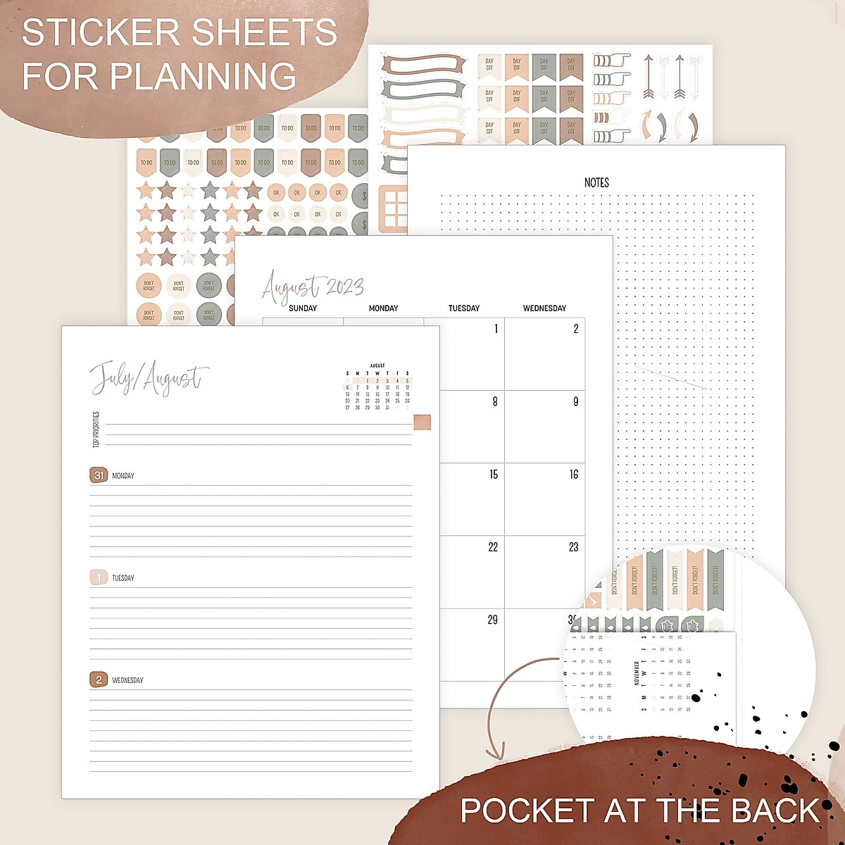 Simplified 2023 Daily Planner - Beautiful 8.5" x 10.5" Abstract Planner Notebook With Weekly And Monthly Spreads for Easy Planning - Perfect To Organize All Your Tasks and Boost Productivity