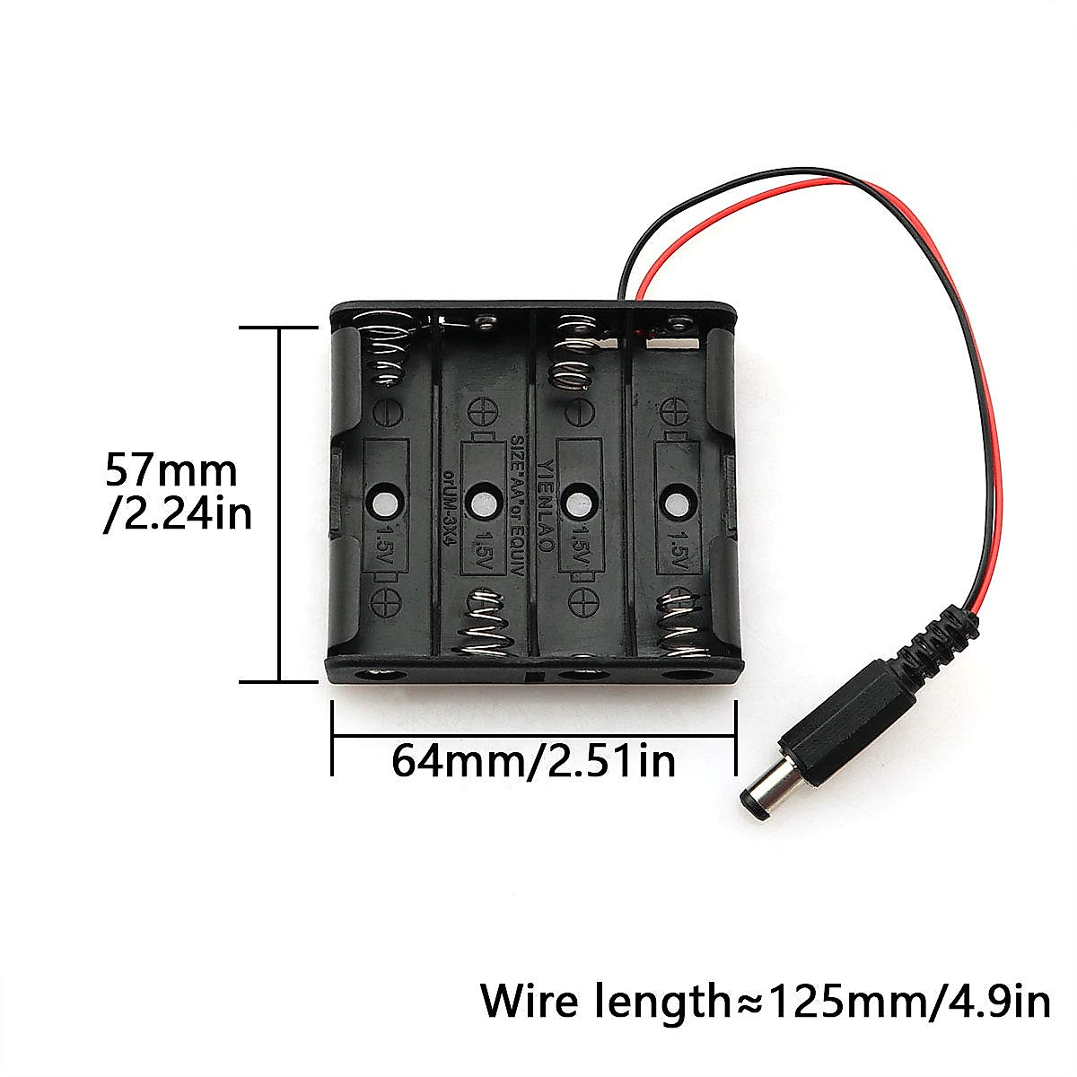 ZRM&E 6V Power Box 4xAA Battery Holder Case with DC 5.5x2.1 Connector Mate with Barrel Jack Connector on Arduino