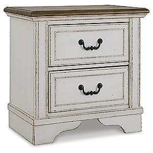 Signature Design by Ashley Brollyn Rustic 2 Drawer Night Stand, Two-Tone Brown & Whitewash