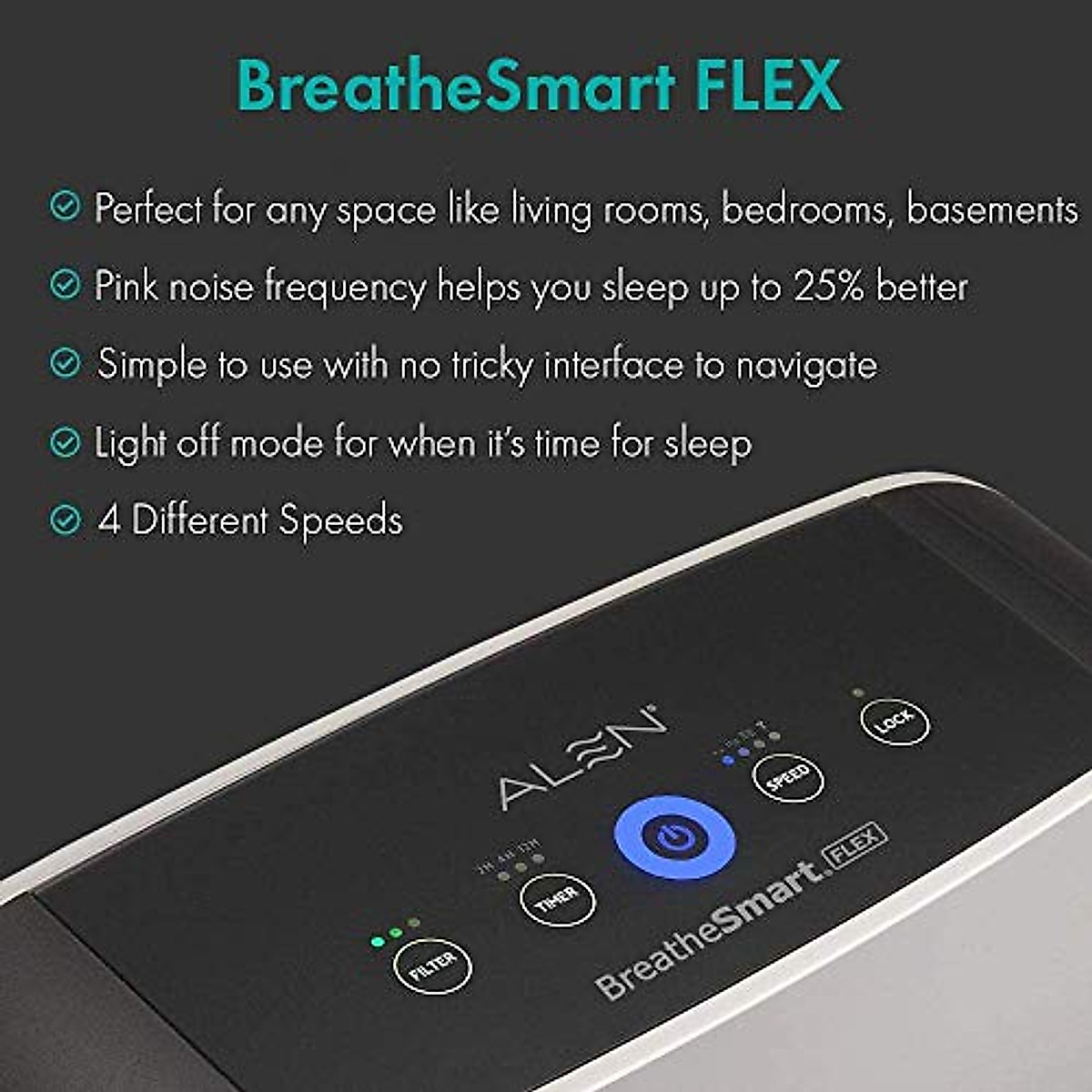 Alen BreatheSmart FLEX HEPA Air Purifier, Medical Grade Filtration H13 True HEPA for 700 SqFt, 99.9% Airborne Particle Removal, Air Purifier for Allergens, Dust, Mold, Pet Dander, (Brushed Stainless)