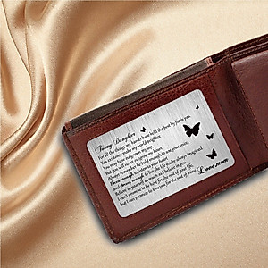 CREATCABIN to My Daughter Wallet Card from Mom Engraved Wallet Insert Inspirational Metal Wallet Card Mini Love Notes Gift for Women Her Birthday Graduation Wedding Christmas