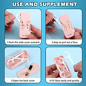 XANGNIER Portable Floss Dispenser,4 Pack Dental Floss Picks Dispenser,Dental Floss Portable Case,Automatic Floss Organizer for Women Men Teeth Cleaning
