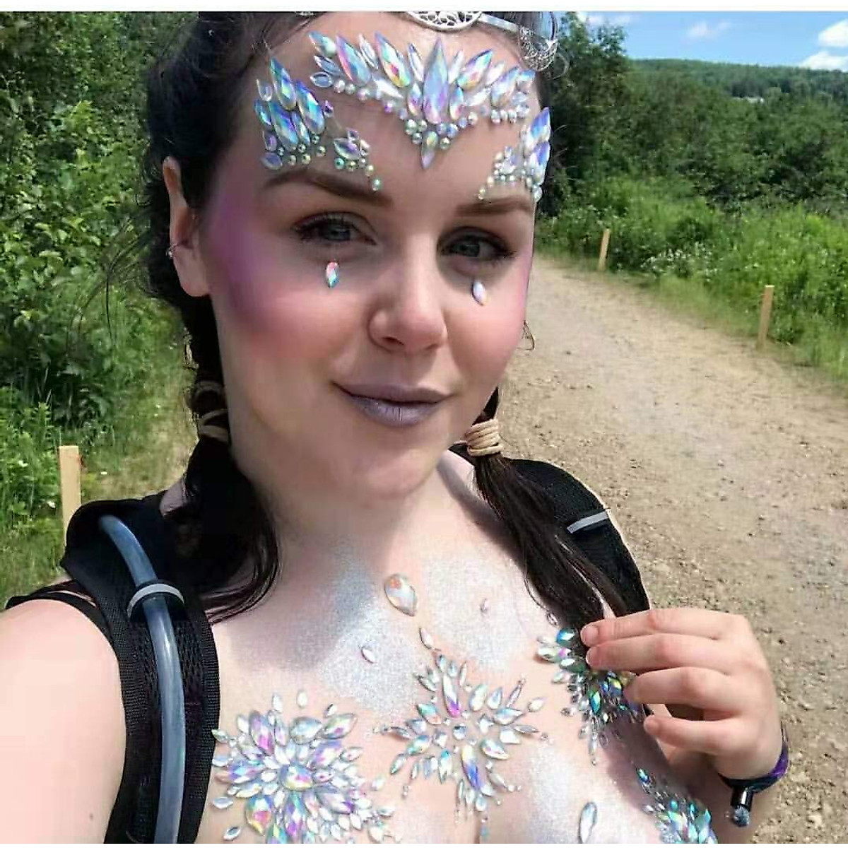 1 Set Temporary Tattoos Stickers Face body Jewels face Gems breast jewels sticker for women