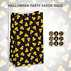 Shindel 54PCS Halloween Goodie Bag, Halloween Bags with Stickers Candy Corn Goodie Bags Candy Treat Bags for Kids Parties Gifts