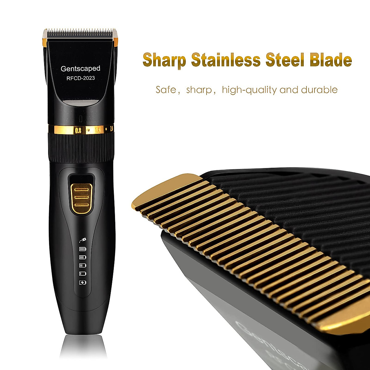 Professional Rechargeable Hair Clippers for Men,Gentscaped Hair Trimmers Cordless Precision Power,Barber Shavers Hair Cutting Kit,Titanium Steel Blade and LED Digital Display