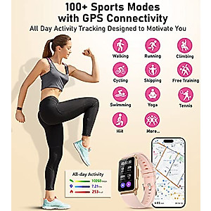 Smart Watch Fitness Tracker with Heart Rate Blood Oxygen Blood Pressure Sleep Monitor 100 Sports Modes Step Calorie Counter Activity Health Trackers IP68 Waterproof for Android Phones iPhone Women Men