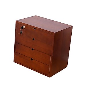 JAEFIT Solid Wood Storage Box - Desktop File Cabinet - Desktop Organizer, Drawer Type Multi Layer A4 Flat File Cabinet, Multilayer Desktop Organizer Storage Box with Drawers (Size : 4 Layer)