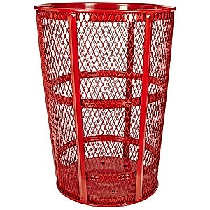 Witt Industries EXP-52RD Steel 48-Gallon Outdoor Waste Receptacle, Round, 23" Diameter x 33" Height, Red